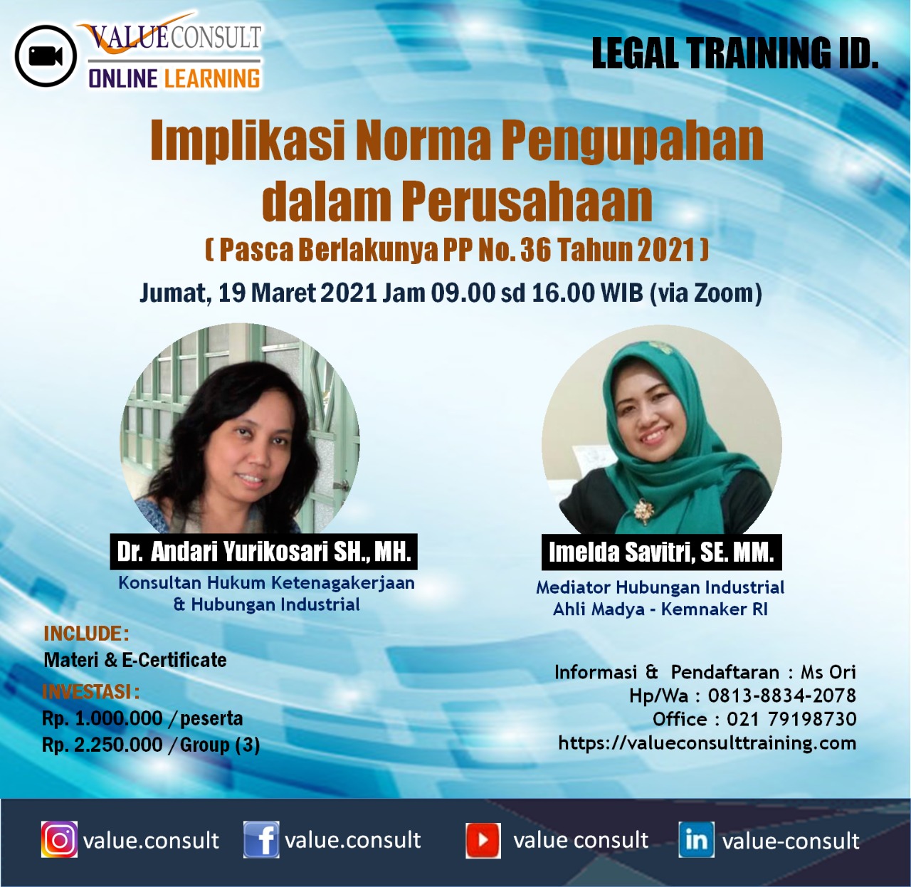 Online Training : Implikasi Norma Pengupahan Dalam Perusahaan (Pasca ...